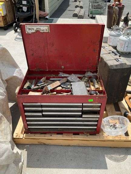 Red Metal Top Box Tool Chest with Assorted Tools and Accessories - Hash ...
