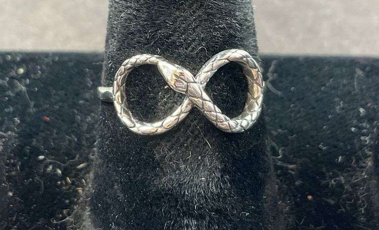 Sterling silver infinity snake ring size 6 - Hash Auctions