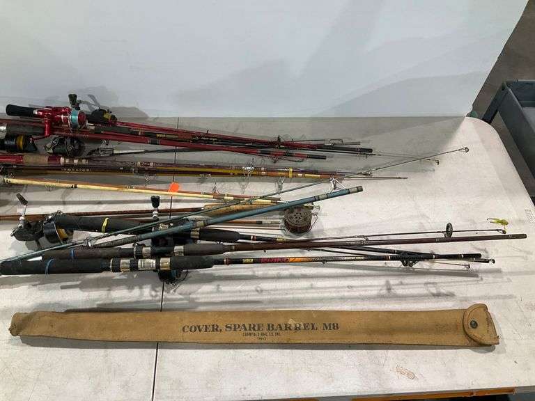 Assorted Fishing Rods and Reels with Canvas Spare Barrel Cover - Hash ...