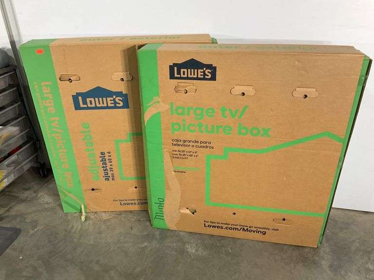 2 Lowe’s Large TV/Picture Boxes with Adjustable Sizing - Hash Auctions