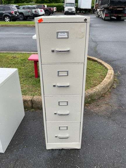 Four-Drawer Metal Filing Cabinet With Label and Handle Frames - Hash ...