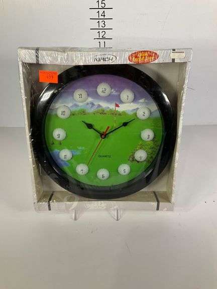 Wall Clock with Golf Course Design and Golf Ball Hour Markers - Hash ...