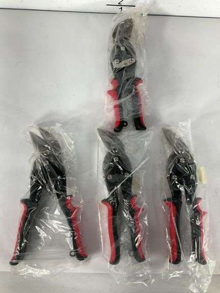 Four Metal Snips with Black and Red Handles - Hash Auctions