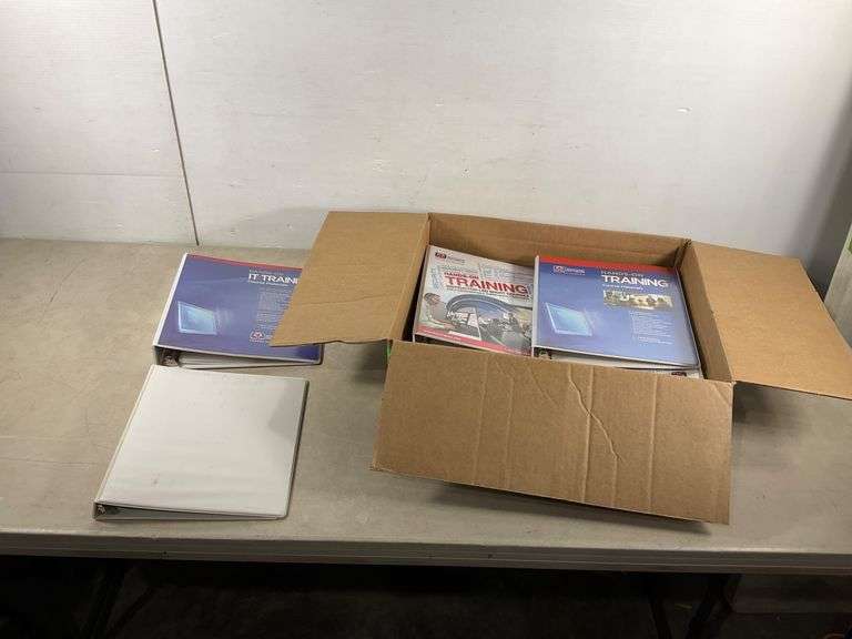 Two boxes: Lot of Binders, Office Supplies, Telephone, and ...