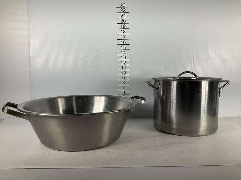 Two Stainless Steel Pots With Handles and One Lid - Hash Auctions