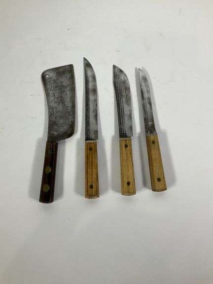 Four Steel Knives with Mixed Handles - Hash Auctions
