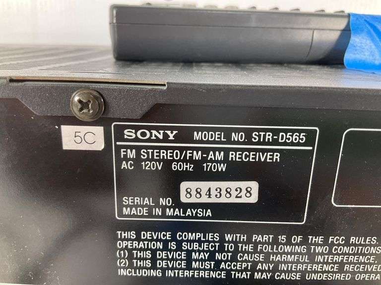 Sony STR-D565 FM Stereo/AM Receiver with Remote Control - Hash Auctions