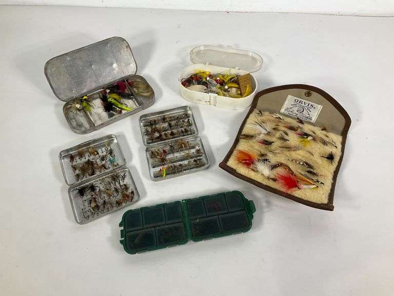 Collection of Fly Fishing Lures and Cases, Including Orvis Wallet ...