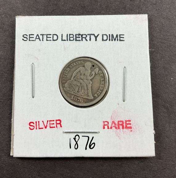 1876 CC seated liberty dime - Hash Auctions