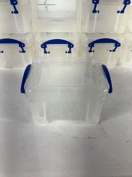 Set of 16 Clear Plastic Storage Boxes with Blue Handles - Hash Auctions