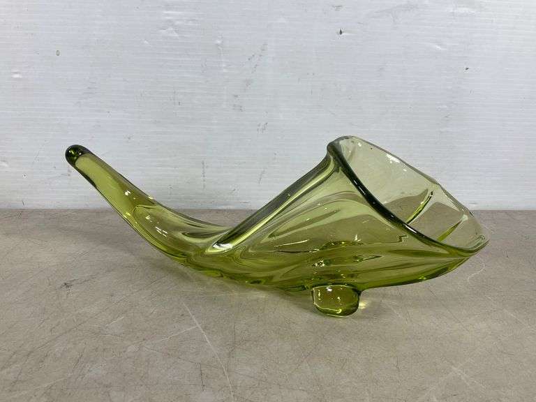 Duncan Miller Green Glass Cornucopia #2 - Hash Auctions