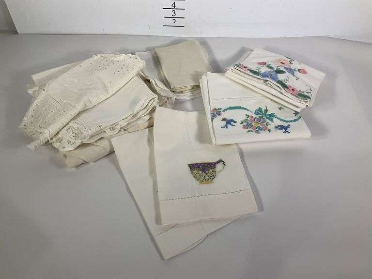 Assorted Linens with Embroidered and Lace Details - Hash Auctions