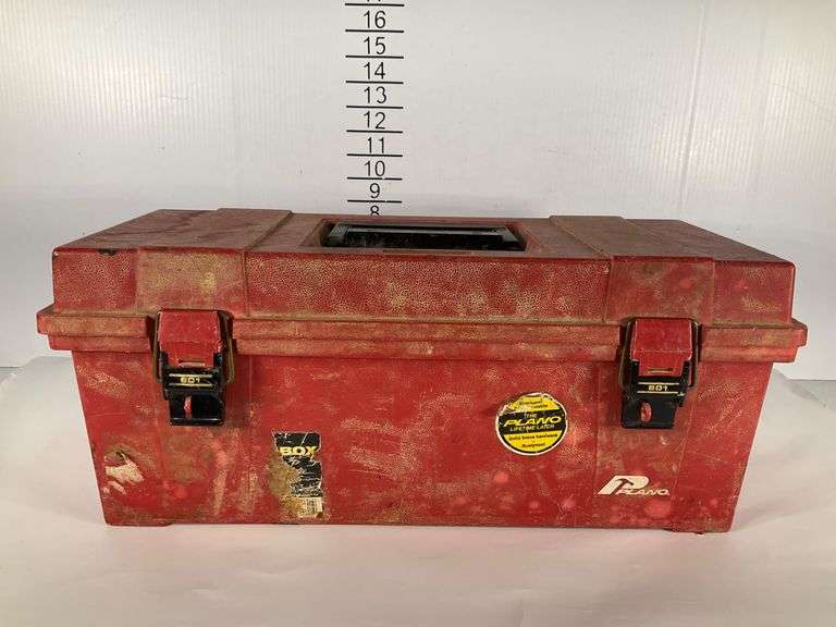 Red Plastic Tool Box with Assorted Hand Tools - Hash Auctions