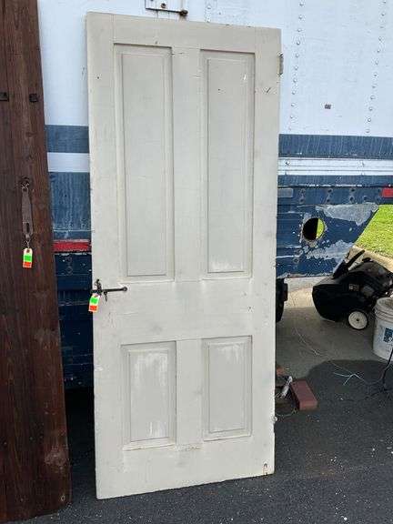 Four-Panel Wooden Door with Metal Hardware, 77″Hx31″W - Hash Auctions