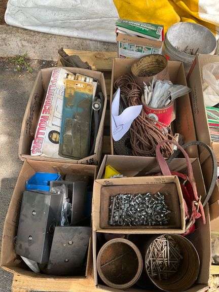 Pallet Lot with Assorted Fasteners, Hardware, and Miscellaneous Items - Hash Auctions