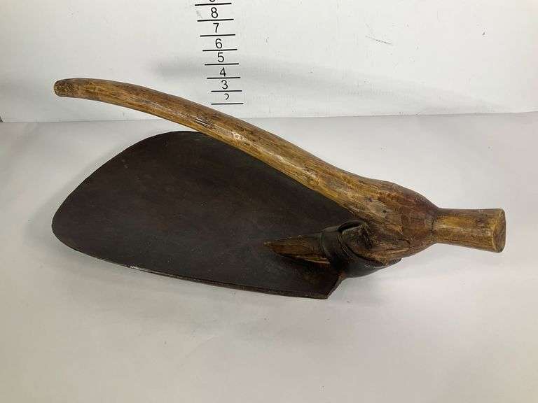 Rustic Handheld Agricultural Hoe / Gold Digger with Wooden Handle and ...