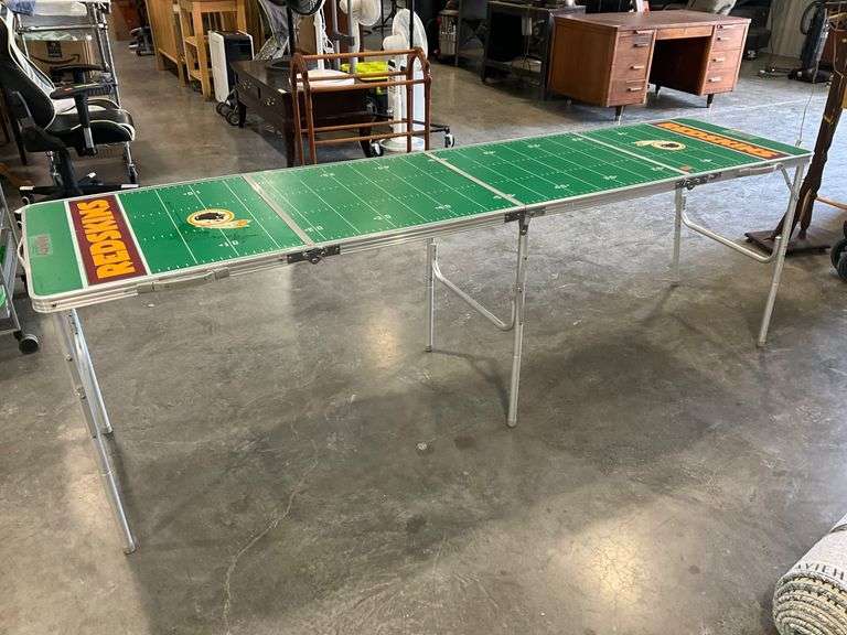 Tailgate Pong Table with Redskins Football Field Design - Hash Auctions