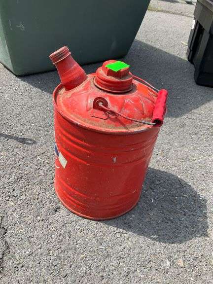 Delphos Galvanized Gas Can with Red Finish and Handle - Hash Auctions