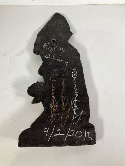 Hand-Carved Painted Sculpture with Inscription on Reverse - Hash Auctions
