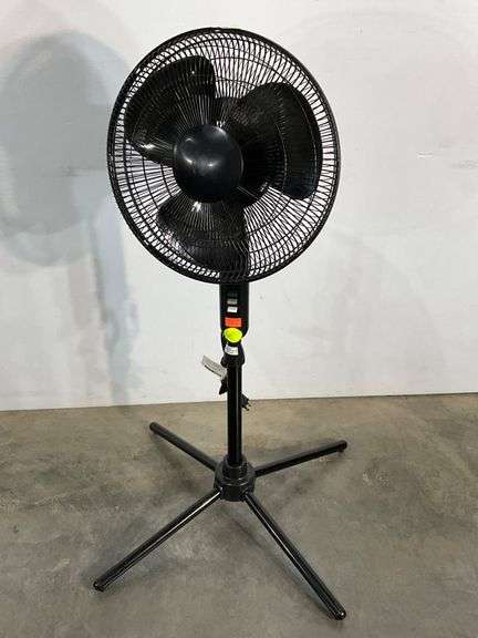 Black Pedestal Fan with Adjustable Stand and Control Buttons - Hash ...
