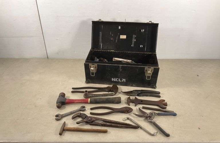 16” Metal Tool Box with Assorted Hand Tools - Hash Auctions