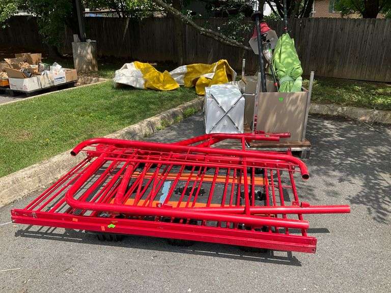 Scrap Lot Including Red Metal Grates, Poles, and Miscellaneous Items on ...
