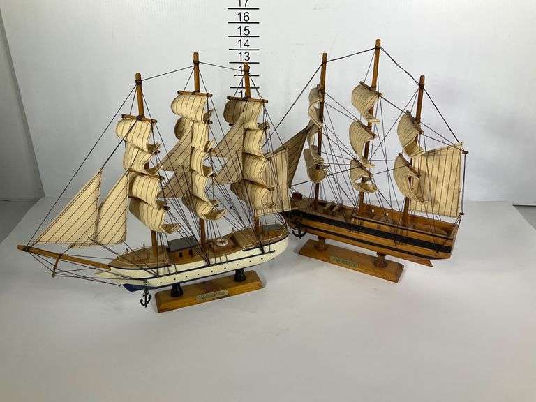 Model Ships: USS Constellation and HMS Bounty on Wooden Bases - Hash ...