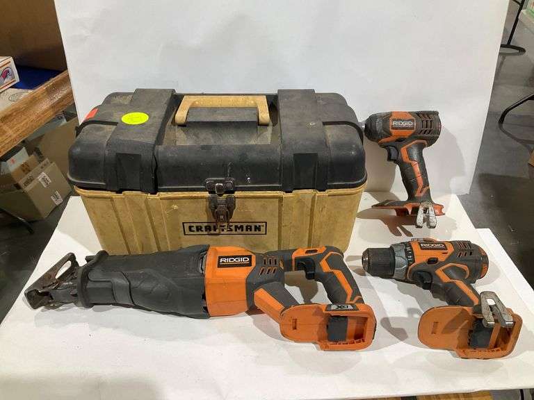 Rigid Cordless Power Tools with Craftsman Toolbox - Hash Auctions