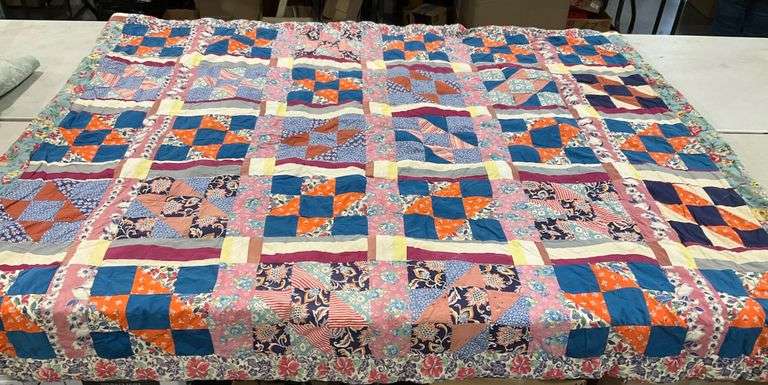 Vintage 81×68” Patchwork Tufted Quilt with Multicolor Patterns - Hash ...
