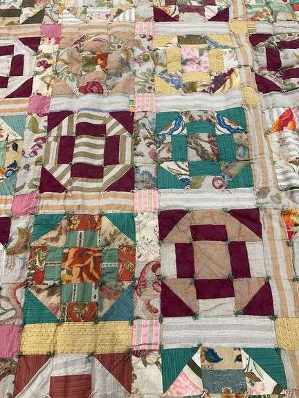 Patchwork Tufted Quilt with Hand-Stitched Backing, 77×71” - Hash Auctions