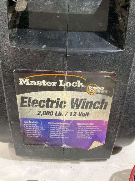 Master Lock 12-Volt Electric Winch with 2,000 lb Capacity - Hash Auctions
