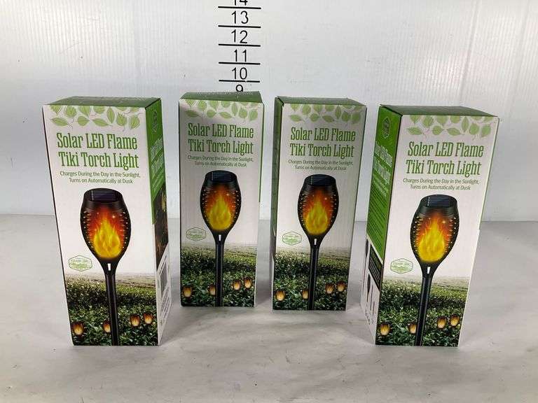 Four Solar LED Flame Tiki Torch Lights - Hash Auctions