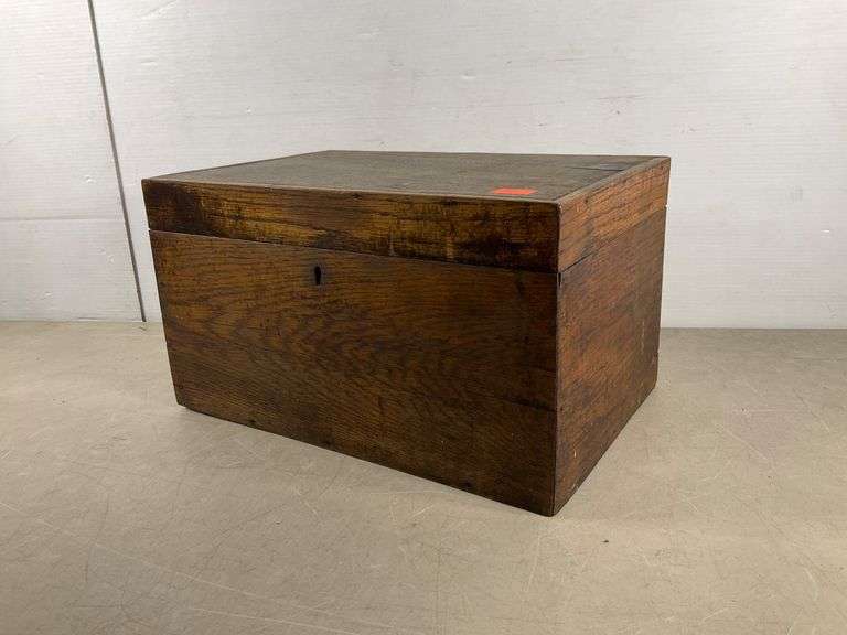 Rectangular Wooden Storage Box with Hinged Lid and Interior Tray - Hash ...