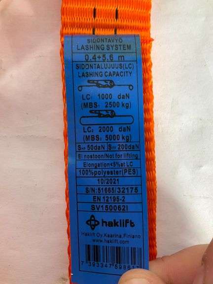 Set of Haklift Orange Polyester Ratchet Straps with Hooks - Hash Auctions