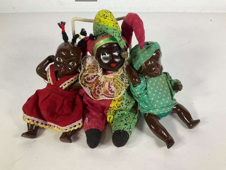 Three Cloth and Composition Dolls in Colorful Attire - Hash Auctions