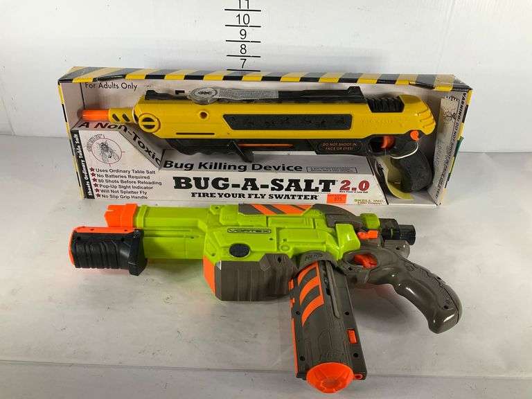 Bug-A-Salt 2.0 Yellow Fly Swatter Gun and Nerf Vortex Lumitron Blaster ...