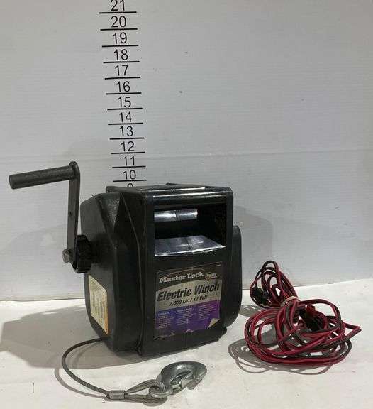 Master Lock 12-Volt Electric Winch with 2,000 lb Capacity - Hash Auctions