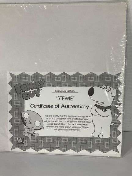 Family Guy Exclusive Edition Stewie Lithograph with Certificate of ...