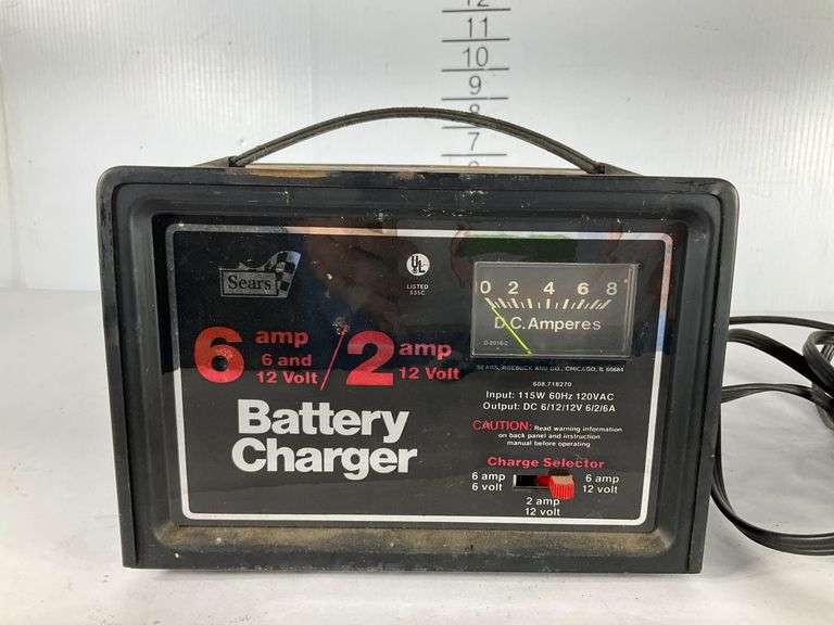 Sears 6 Amp/2 Amp 12 Volt Battery Charger with Carry Handle - Hash Auctions