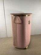 Pink Decorative Laundry Hamper with Gold-Tone Accents and Textured ...