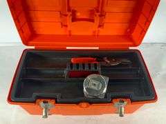 Orange Plastic Toolbox with Assorted Tools - Hash Auctions