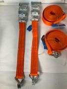 Set of Haklift Orange Polyester Ratchet Straps with Hooks - Hash Auctions
