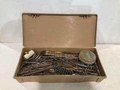 Plastic Storage Box Containing Assorted Drill Bits and Metalworking Tools - Hash Auctions