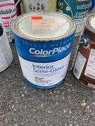 Assorted open Paint Cans from Multiple Brands Including Valspar ...