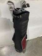 Black and Red Golf Bag With Assorted Dunlop and AMF Golf Clubs - Hash ...