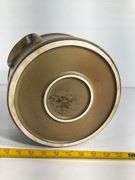 Stoneware Crock with Blue Deer Motif and Mirro Aluminum Pot with Wooden ...