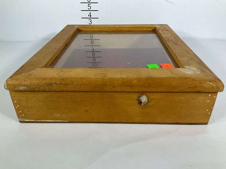 Glass-Top Display Box With Red Interior and Metal Latch - Hash Auctions