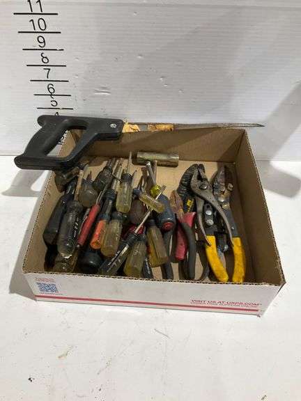 Hand Tools Including Screwdrivers, Pliers, and Saw - Hash Auctions
