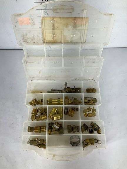 Plastic Organizer Box with Assorted Brass Fittings and Connectors ...