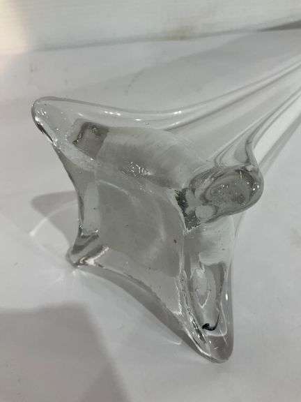 Tall Clear Glass Vase with Flared Base and Square Mouth, 23.5in Tall ...